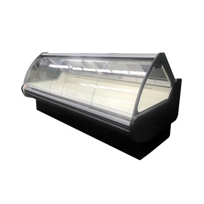 China Horizontal Butcher Refrigerator with Inside/Outside Corner for Supermarket Cooked Foods Display for sale