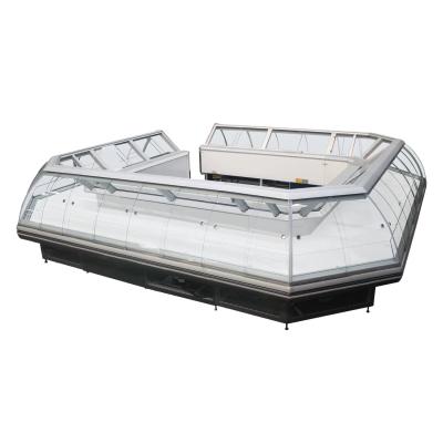 China Horizontal Butcher Refrigerator with Inside/Outside Corner for Supermarket Cooked Foods Display for sale
