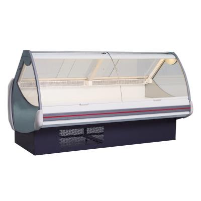 China Horizontal Butcher Refrigerator with Inside/Outside Corner for Supermarket Cooked Foods Display for sale