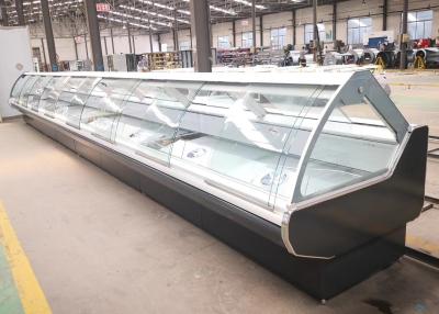 China Horizontal Butcher Refrigerator with Inside/Outside Corner for Supermarket Cooked Foods Display for sale