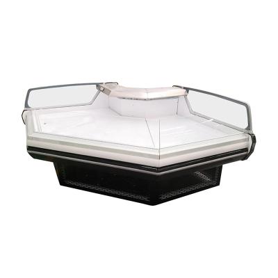 China Front Curved Glass Fan Cooling Front Display Chiller For Sausages aberto à venda