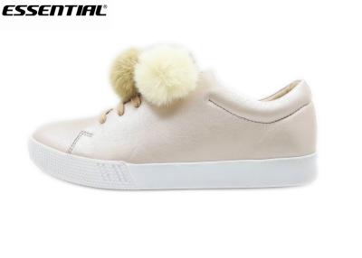 China Orange pink Classic Casual ladies sneaker lace up with pompoms for sale