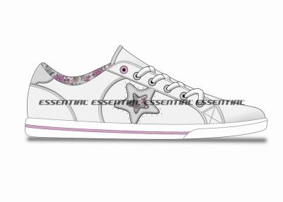 China lace up ladies Classic Casual sneaker textured PU colorful flowers painting lining for sale