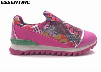 China slip on ladies light colors casual shoes painting lycra big teeth outsole fuchsia for sale