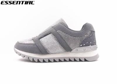 China grey slip on ladies sneaker comfortable big teeth outsole imi. suede fur fabric for sale