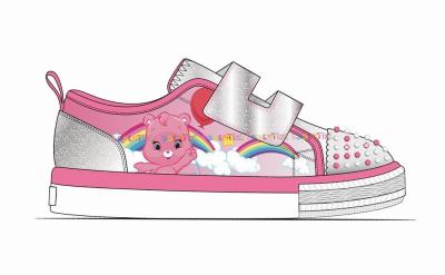 China Custom Casual Canvas Shoes , Girls Slip On Shoes Printed Glittering Fabric for sale
