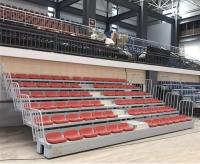 China 4 Row Waterproof Plastic Stadium Telescopic Bleachers Custom Logo Sports Seating for sale