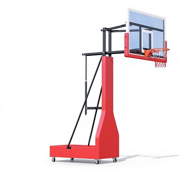 Quality Adjustable Height Basketball Stand with Tempered Glass Backboard and Movable Base for Indoor & Outdoor Use for sale
