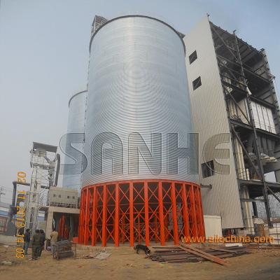 China Steel Cone bottom Grain Storage Silo Assembly at site by hot galvanized corrugated board for sale