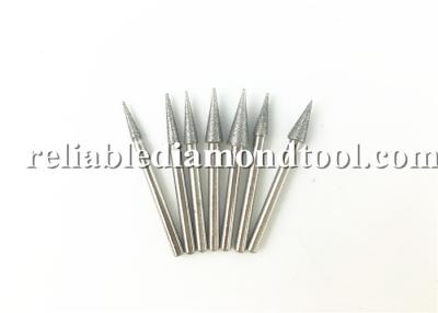 China A3 Steel Diamond Coated Burr Set , Cone 1-10 mm Head Diamond Mounted Point for sale
