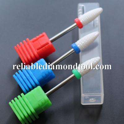 China Dia 6.5MM Ceramic Nail Drill Bit White Ceramic Burr For Nail Shank for sale
