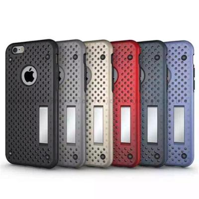 China Stand phone case,for iphone 6/plus 6/6s,mesh opening design,support holder,PC+TPU material,colors for sale