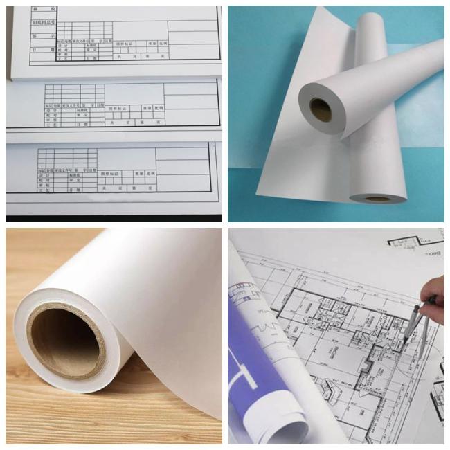 White Inkjet Has Good Ink Absorption 80gs CAD Plotter Drawing Paper Is Durable