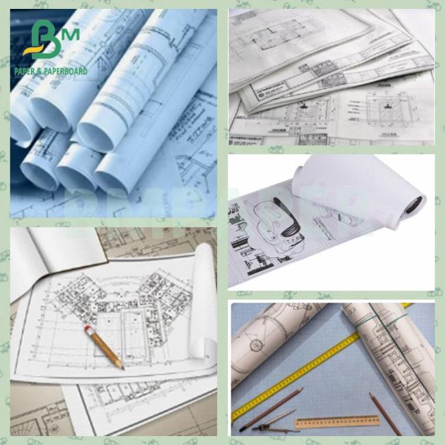 80gsm White Smooth Engineering Design Cad Plotter Drawing Paper