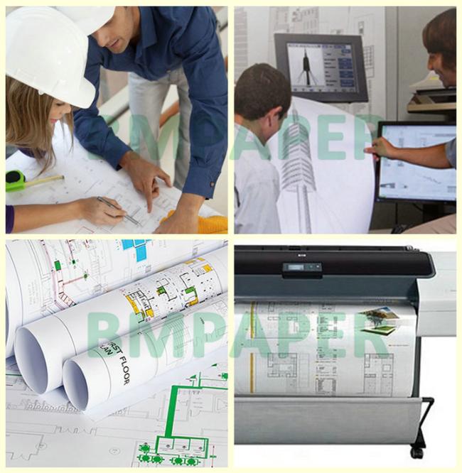 Wide Format CAD Inkjet ROLLS 20lb Bond Paper For Engineering Drawing 24'' x 150'