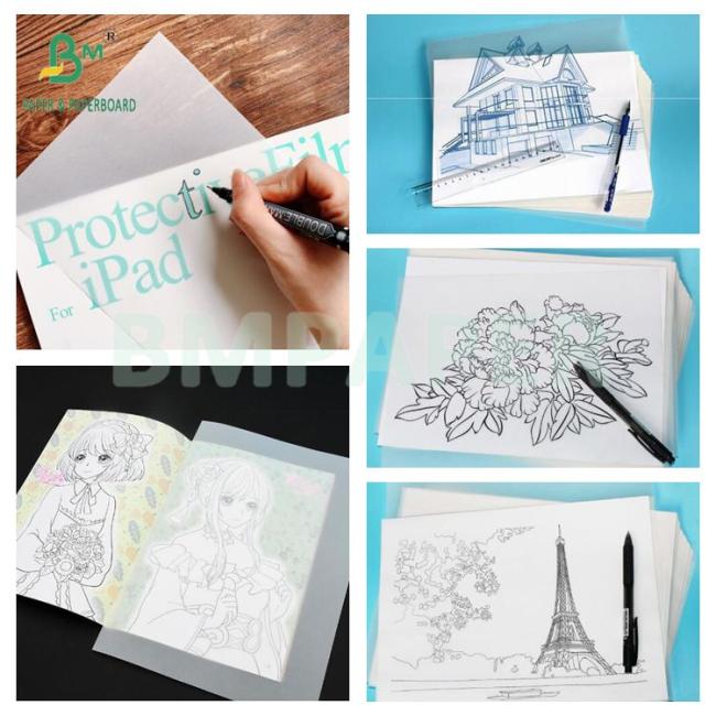65 95 GSM Low Opacity Natural White Sketching Tracing Paper Sheet 8.5 x 11 Inch