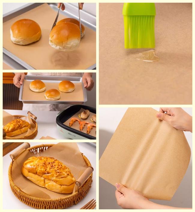 Brown White 40g Non Stick Baking Paper Silicone Oven Baking Liner Paper