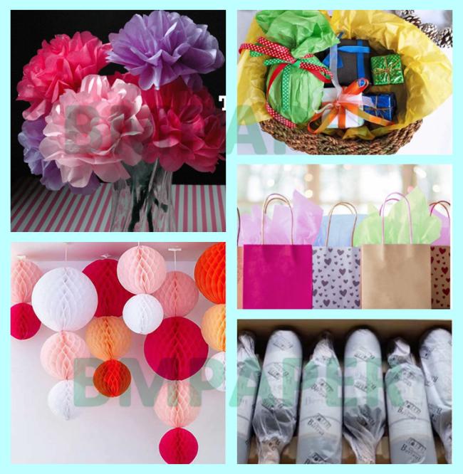 17gsm Colorful Tissue Wrapping Paper For Fruits Packing 50 x 70cm Lightweight