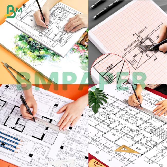 80gsm White Uncoated CAD Plotter Paper with Excellent Ink Absorption