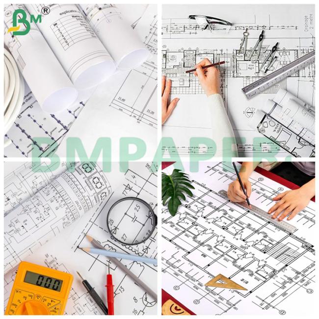90g Uncoated White CAD Plotter Paper With Good Ink Absorption 70 * 100cm