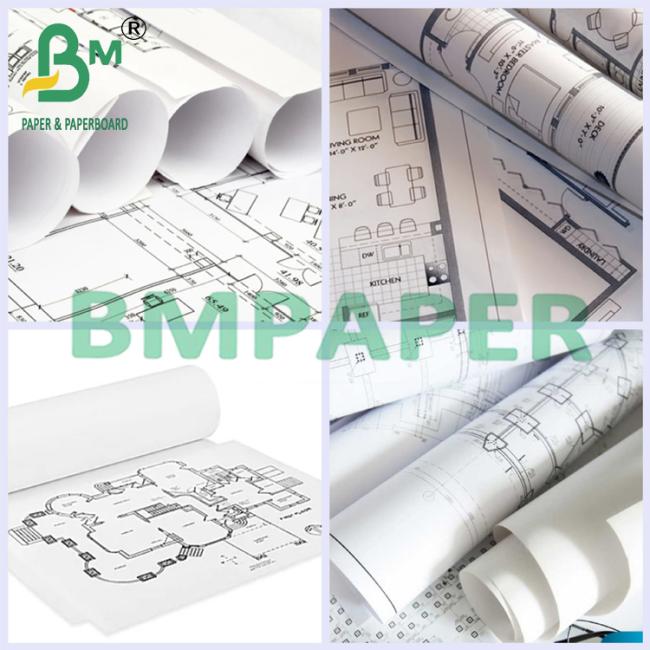 80gsm 24Inch / 36Inch Wide Woodfree CAD Inkjet Plotter Paper Roll