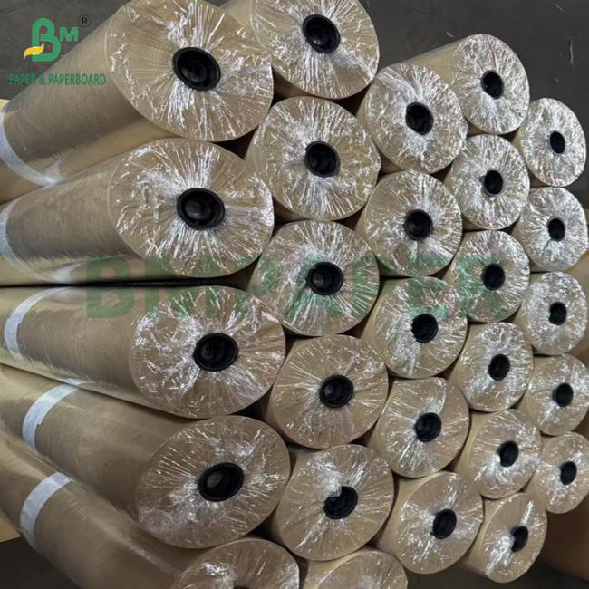 60gram 30in Width 1 Side MG Pure Brown Ribbed Kraft Paper For Package