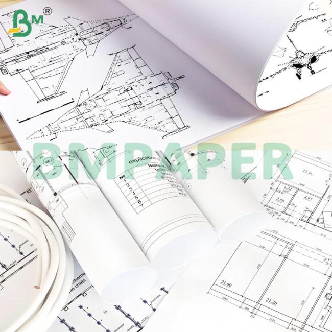 2 inch Core Size 80gsm White CAD Plotter Paper Rolls for Printing
