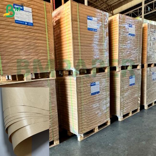 50gsm 60gsm 70gsm Lightweight Tear-Resistant Brown Striped Kraft Paper One Side Gloss Excellent  For Flower Packaging Bread Packaging