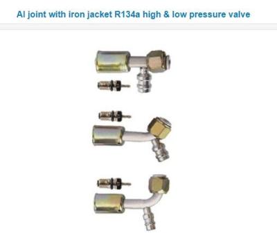 China Al joint with iron jacket R134a high & low pressure valve air conditioning fitting 1 for sale