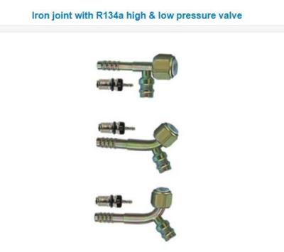 China Flare fitting Iron joint with R134a high & low pressure valve fitting air conditioning fitting for sale