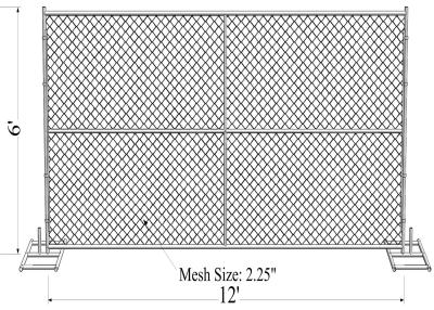 中国 8ft x 12ft spacing 2inch x 2inch x 12ga wire tubing 1.5 inch with 16 ga thickness HDG Easy  temporary chain link fence 販売のため