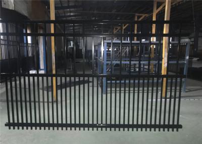 China Steel fence 2100mmx2400mm Panels Stain Black Interpon Powder Rail 40mm and 50mm Upright 25mm à venda
