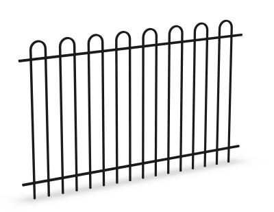 Cina Bow Top Tubular Steel Fence Panels INTERPON powder coated at black 1100mm x 2200mm in vendita