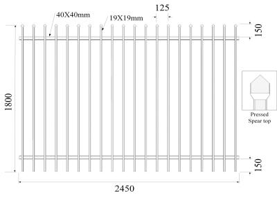 Κίνα 45° mitre triangle tubular security Hercules steel fencing panels 1.5mx 2.45m 42 microns high and 80 microns powder προς πώληση