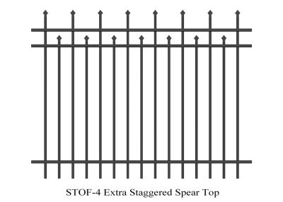 中国 Extra Staggered Crimped Top Spear Garrison Fence panels 3 rails 2.1m x 2.4m stain interpon powder 販売のため