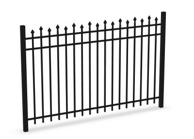 中国 Top Flat Spear Steel Fence Panels 2100MM*2400MM Stain Black Powder Coated 販売のため