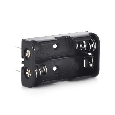 China Custom 2 Slot Battery Holder Black PCB Mount Battery Holder With Pins for sale