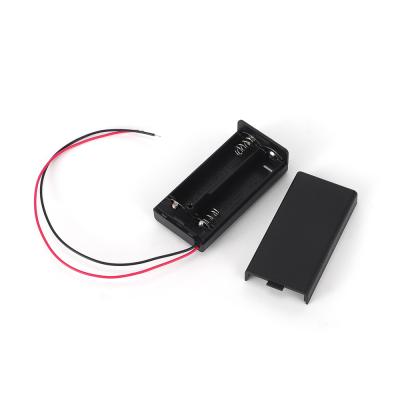 China ABS 2 AA Battery Holder 3V 2 AA Battery Box With Cover Switch And Wire 150mm for sale