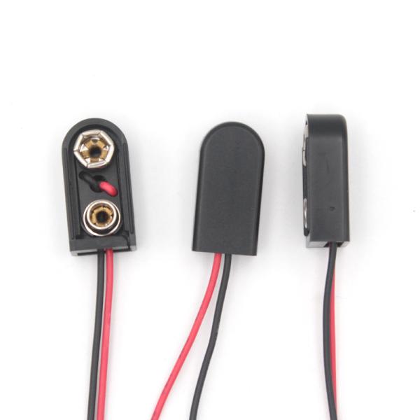 Quality Enclosed 9V Battery Connector Shielded PP3 9V Battery Connector With 6 Inch for sale