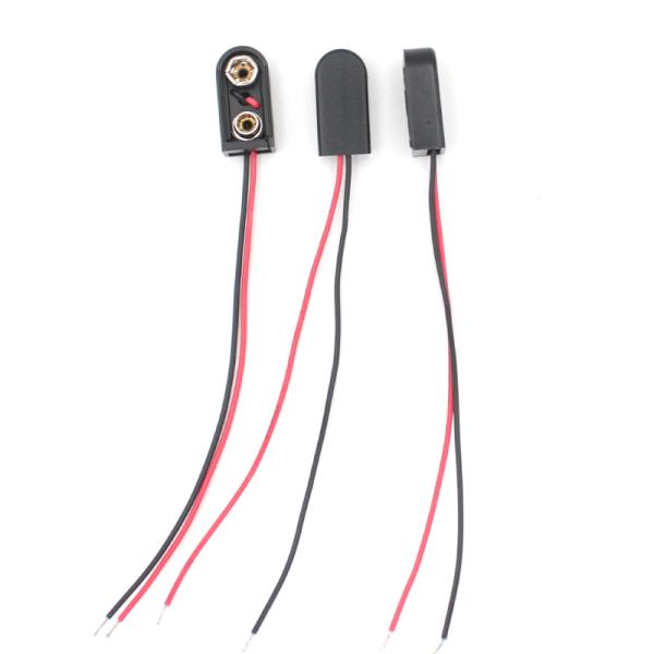 Quality Enclosed 9V Battery Connector Shielded PP3 9V Battery Connector With 6 Inch for sale
