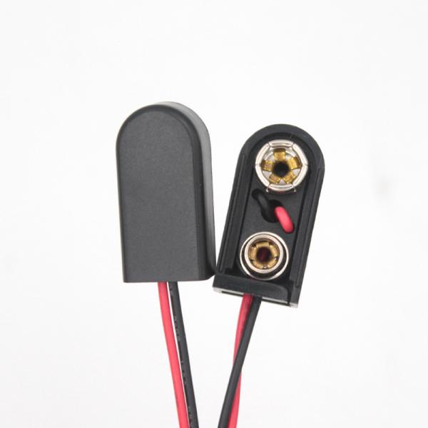 Quality Enclosed 9V Battery Connector Shielded PP3 9V Battery Connector With 6 Inch for sale