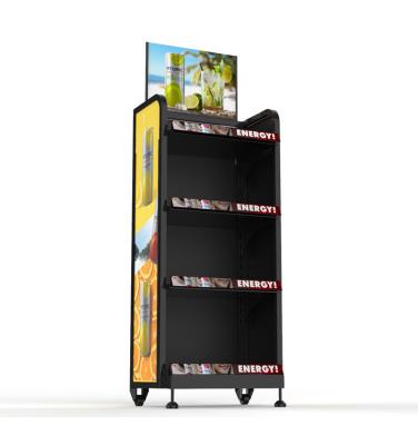 Cina Logo Logo personalizzato Acciaio Ripiano di stoccaggio Bevande può visualizzare Stand con disegno mobile in vendita