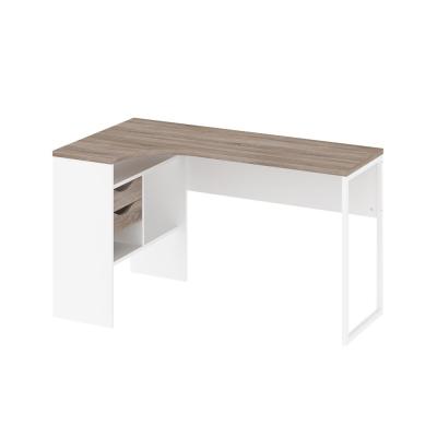 China Student White L-Shaped 2-Drawer Computer Desk with Truffle Top and Foldable Design for sale