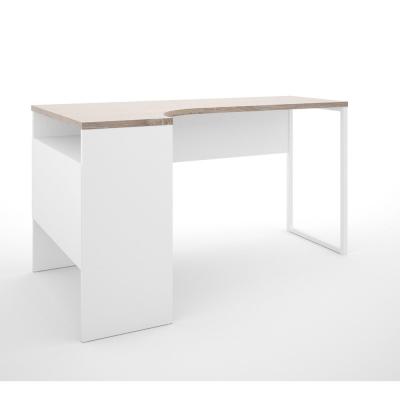 China Student White L-Shaped 2-Drawer Computer Desk with Truffle Top and Foldable Design for sale