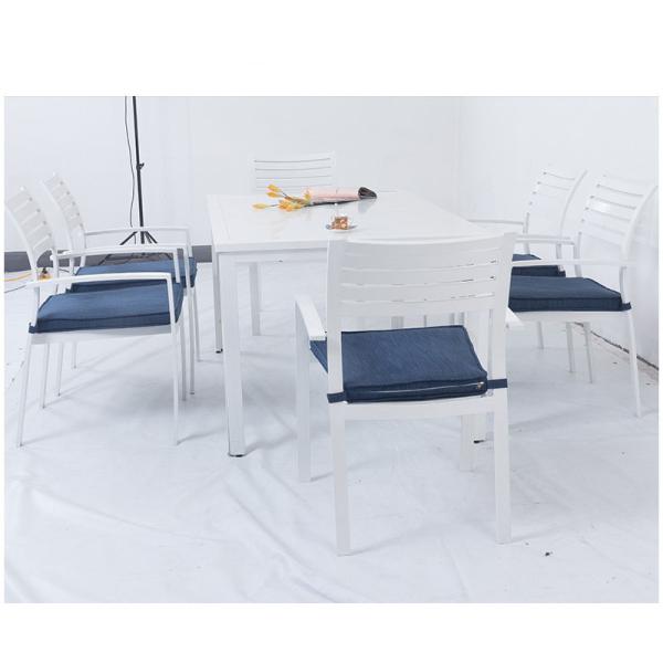 Quality Modern Garden Furniture Dining Table Set with 6 Seater Wood Table and Metal for sale