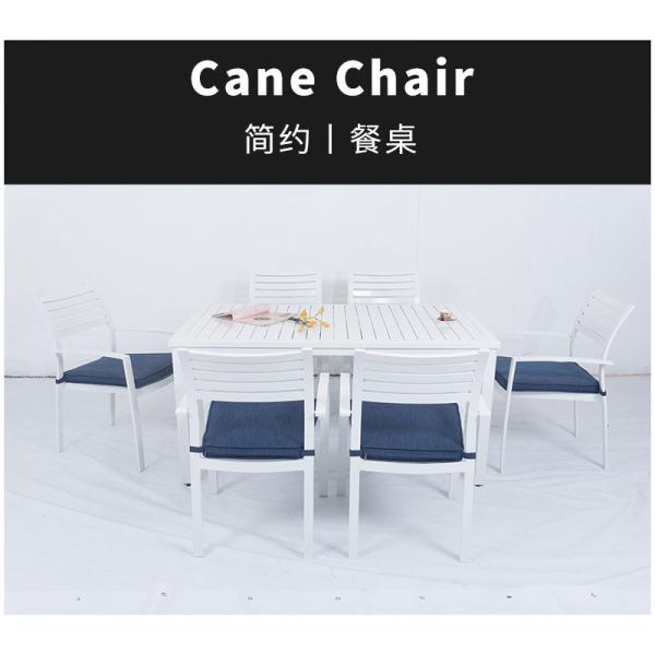 Quality Modern Garden Furniture Dining Table Set with 6 Seater Wood Table and Metal for sale