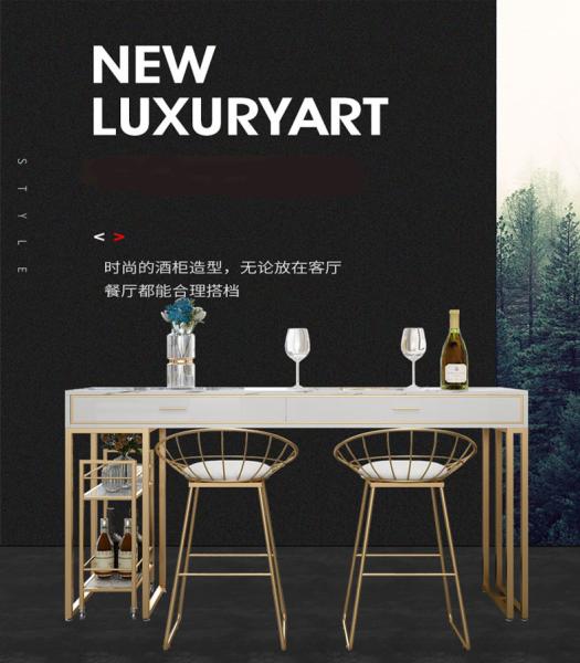 Quality Iron Marble Dining Table Set with 2 Chairs White Marble Surface Gold Powder for sale