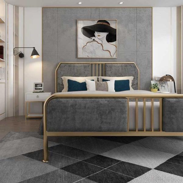 Quality Sophisticated Tufted Metal Bedroom Furniture Set with Display Stand and Bunk Bed for sale