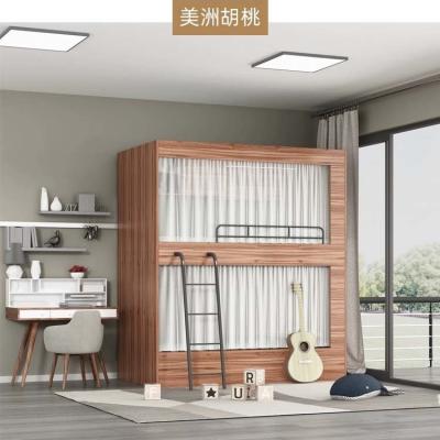 China Walnut Double Deck Solid Wood Loft Bed KD Structure for Customized Customer's Request for sale
