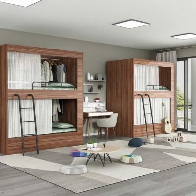 China Walnut Double Deck Solid Wood Loft Bed KD Structure for Customized Customer's Request for sale